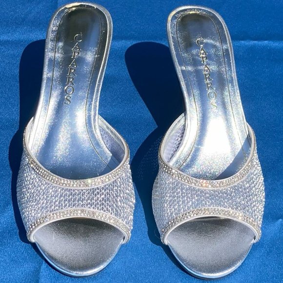 Caparros | Shoes | Nwotsilver Mesh Sandals Slides Heels By Caparros ...